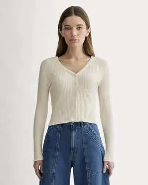 Everlane Cozy Ribbed Cardigan - Bone
