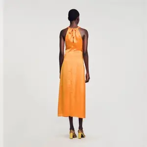 Sandro Satin-effect Maxi Dress With Ruched Detailing