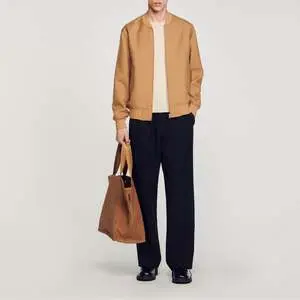 Sandro Sandro Zip-Up Varsity Jacket Camel