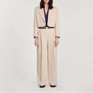 Sandro Striped Cropped Suit Jacket