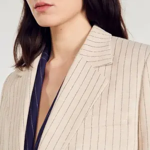 Sandro Striped Cropped Suit Jacket