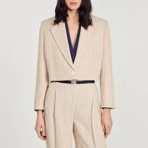 Sandro Striped Cropped Suit Jacket