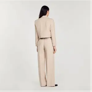 Sandro Striped Cropped Suit Jacket