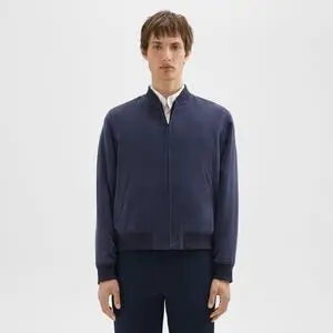 Theory Bomber Jacket In Fluid Twill Baltic