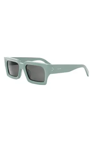 Celine 54mm Rectangular Sunglasses - Shiny Light Green/smoke