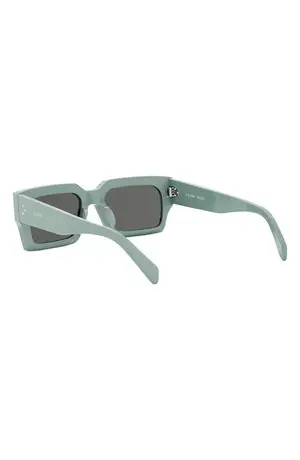Celine 54mm Rectangular Sunglasses - Shiny Light Green/smoke