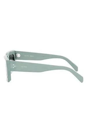 Celine 54mm Rectangular Sunglasses - Shiny Light Green/smoke