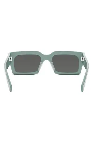 Celine 54mm Rectangular Sunglasses - Shiny Light Green/smoke
