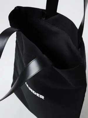 JIL SANDER Canvas Tote Bag With Leather Handles - Black