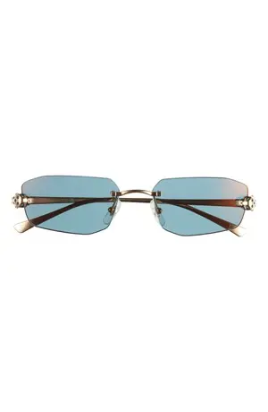CARTIER 56mm Geometric Sunglasses - Gold Blue 2