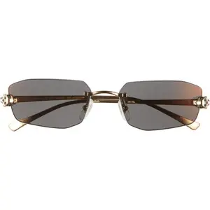 CARTIER 56mm Geometric Sunglasses - Gold Grey 1
