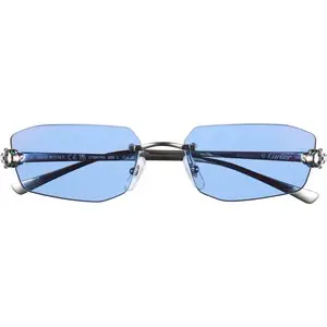 Cartier 56mm Geometric Sunglasses - Silver