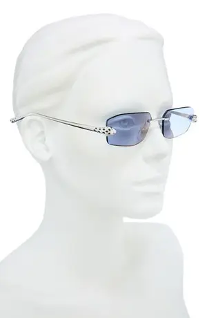 Cartier 56mm Geometric Sunglasses - Silver