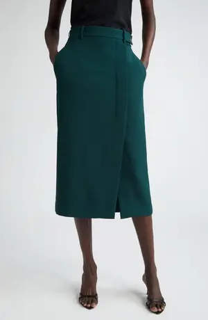 St. John Stretch Cady Midi Skirt