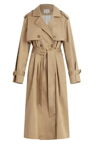 FAVORITE DAUGHTER The Charles Tie Waist Double Breasted Trench Coat