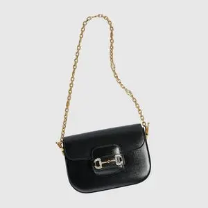 Gucci Horsebit 1955 Mini Bag Gg Canvas - Black Leather