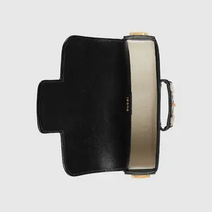 Gucci Horsebit 1955 Mini Bag Gg Canvas - Black Leather