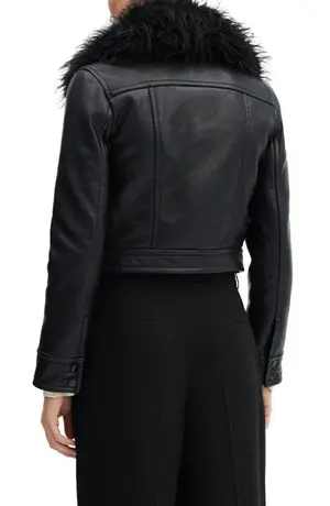 Mango Faux Leather Jacket With Removable Faux Fur Collar