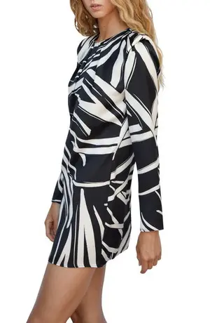 Mango Abstract Print Long Sleeve Minidress