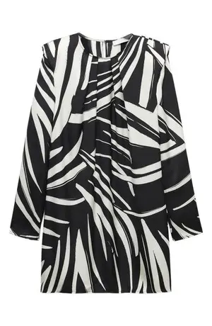Mango Abstract Print Long Sleeve Minidress