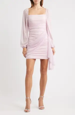 JUMP APPAREL Metallic Drape Front Mini Dress - Blush