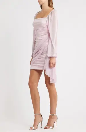 JUMP APPAREL Metallic Drape Front Mini Dress - Blush