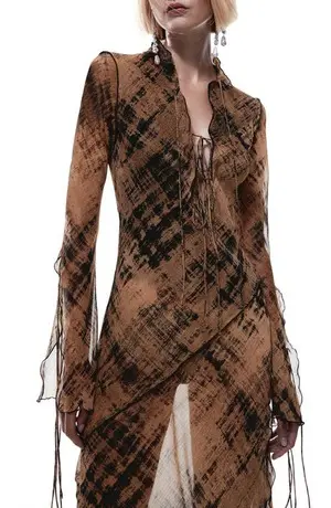 Mango Printed Long Sleeve Maxi Dress