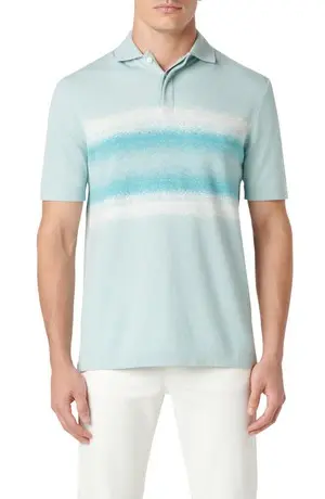 Bugatchi Cotton & Silk Polo - Seafoam