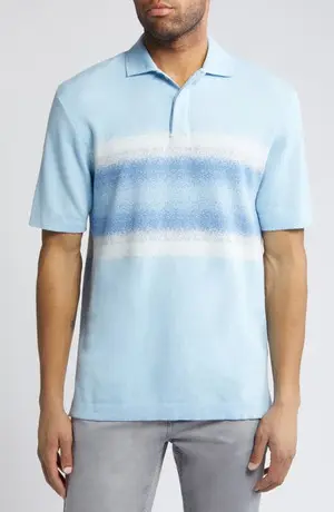 Bugatchi Cotton & Silk Polo Sky