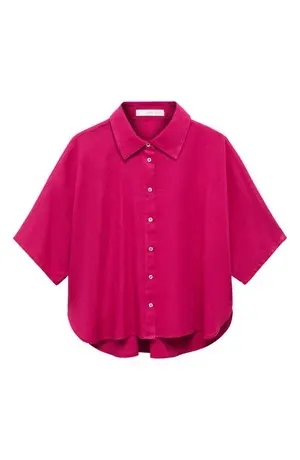 Mango Short Sleeve Linen-blend Shirt