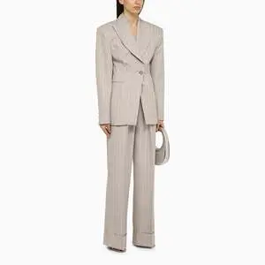 Andamane Pearl Grey Pinstripe Single Breasted Jacket Ottavia