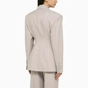 Andamane Pearl Grey Pinstripe Single Breasted Jacket Ottavia