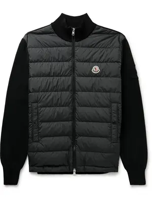Moncler Panelled Zip-Up Cardigan - Black | Editorialist