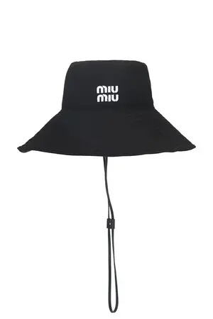 Miu Miu Miu Miu Wide Brim Sun Hat Nero & Bianco