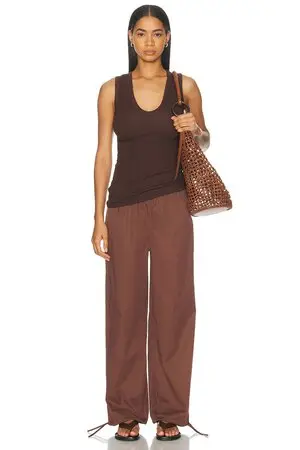 Enza Costa Textured Rib Sleeveless Tank Top - Chocolate
