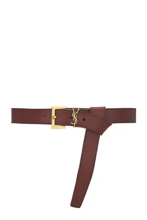 Saint Laurent Cassandre Long Belt - Dark Brown Chocolate & Brown Chocolate