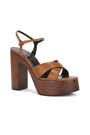 Saint Laurent Bianca Platform Sandal In Brown