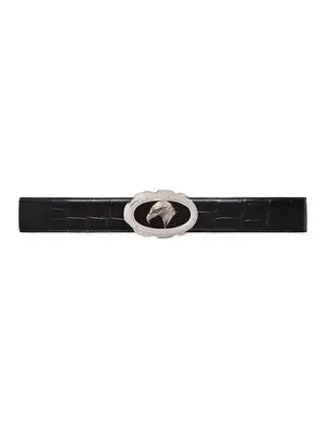 Stefano Ricci Men's Matted Crocodile Leather Belt - Blue  - Black