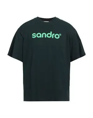 Sandro Man T-shirt Burgundy Size M Cotton, Elastane Green