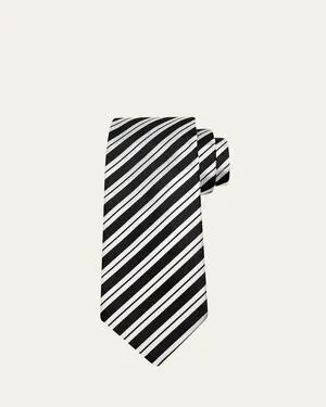 Charvet Charvet Striped Neck Tie 160 Blk Red