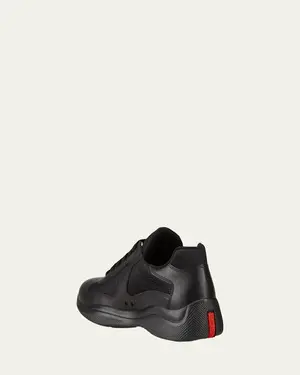 Prada Americas Cup Leather Sneakers - Black