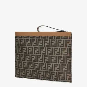 Fendi Large Flat Ff Pouch - Brown