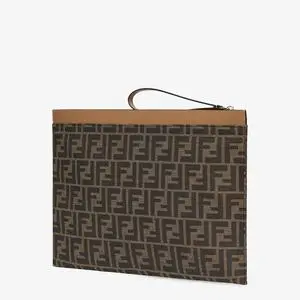 Fendi Large Flat Ff Pouch - Brown