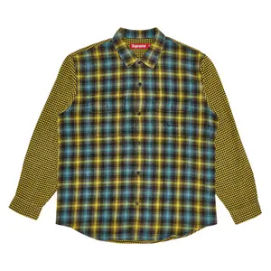 Supreme Houndstooth Plaid Flannel Shirt - Yellow