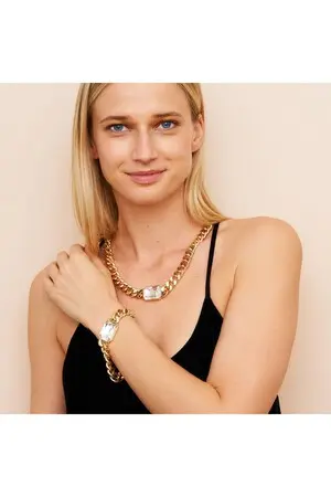 KENNETH JAY LANE Crystal Octagon Chain Bracelet