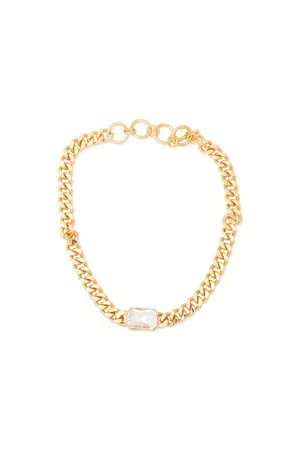 KENNETH JAY LANE Crystal Octagon Chain Necklace - Gold