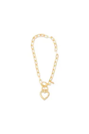 KENNETH JAY LANE Heart Pendant Chain Necklace - Gold