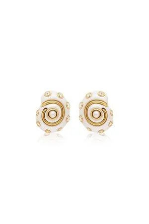 KENNETH JAY LANE Kenneth Jay Lane Pearl Snail Earrings - Gold