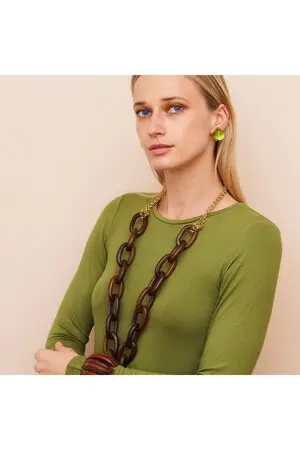 KENNETH JAY LANE Wooden Link Necklace
