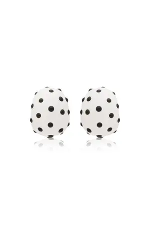 KENNETH JAY LANE Polka Dot Clip On Hoop Earrings - Black